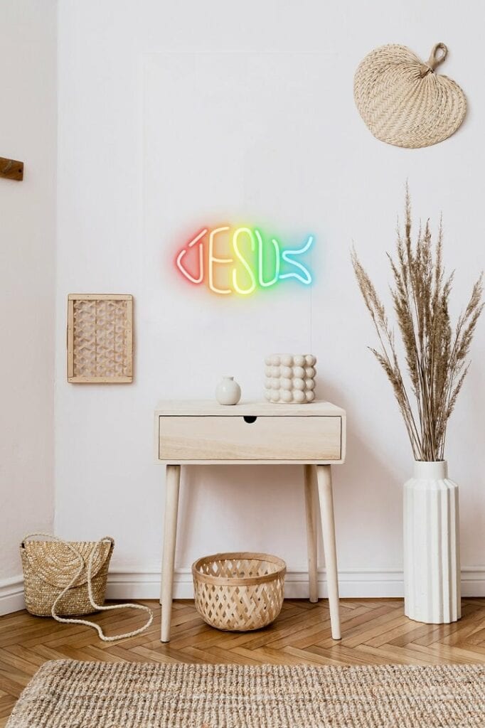 Rainbow Jesus Neon Sign - Add Spirituality into Life - Echo Neon Studio