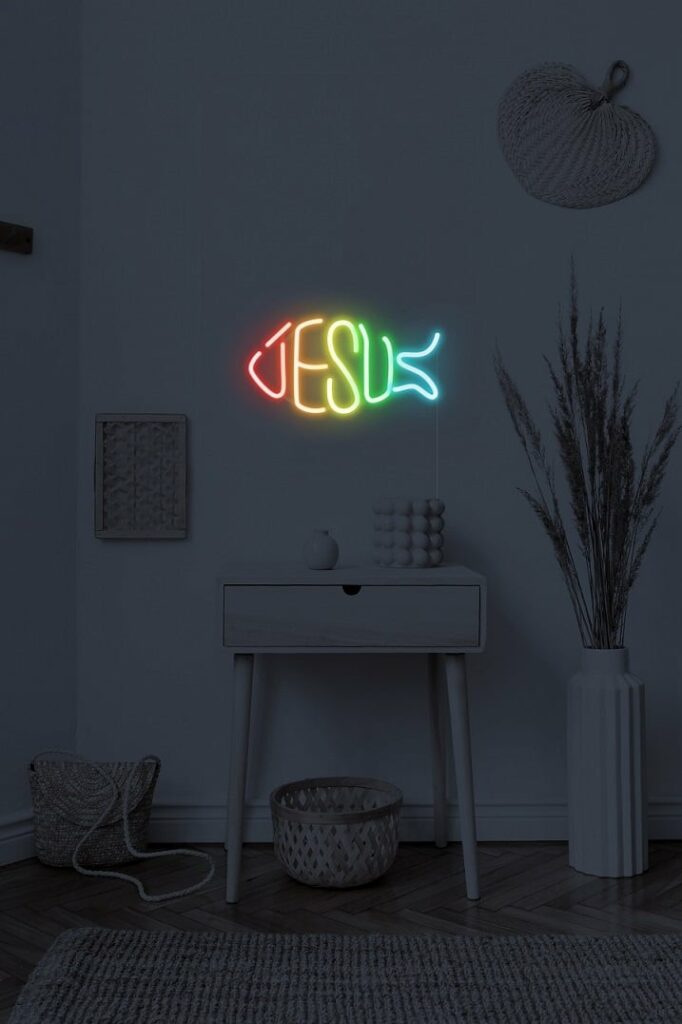 Rainbow Jesus Neon Sign - Add Spirituality into Life - Echo Neon Studio