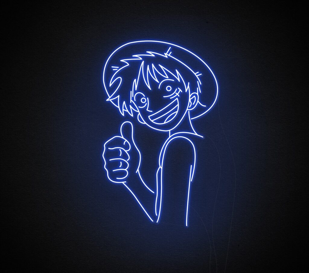 Luffy Neon Sign - Add Japanese Character on Wall - Echo Neon Studio