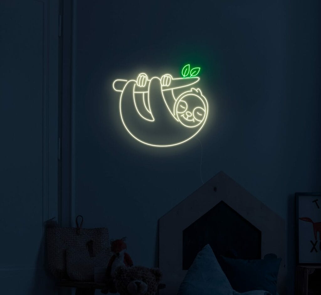 Sweet Sloth Neon Sign - Display World's Favorite Animal - Echo Neon