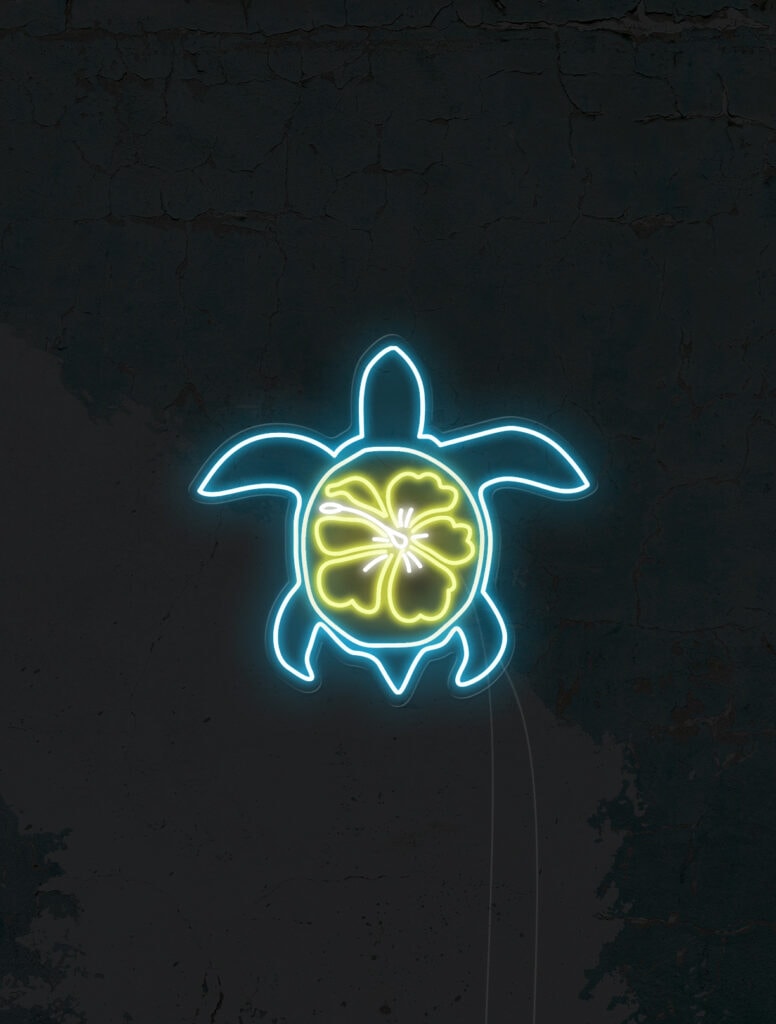 Sea Turtle with Hibiscus LED Neon Sign | Echo Neon